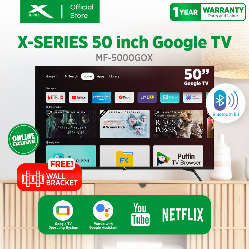 Xtreme 50 inch Google TV Frameless WiFi Netflix YouTube Google Play w ...