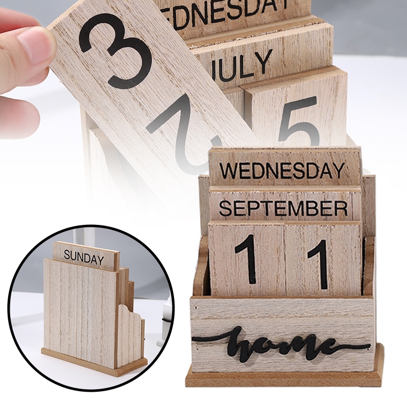 Vintage Wood Block Wooden Calendar Wood Month Date Display Blocks ...
