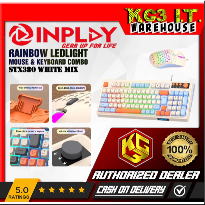 Inplay STX390 Colorful Keyboard and Mouse Set Wired Gaming Keyboard ...
