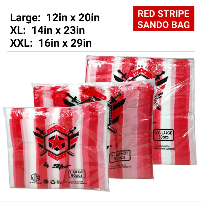 Sando Bag / Plastic Bag Red Stripe - 4 Star Red Sando Bag Large / XL ...