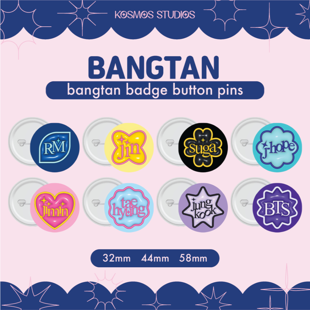 BTS Name Badge Button Pin | KPOP Merch | fanmade by Kosmos Studios | Shopee Philippines