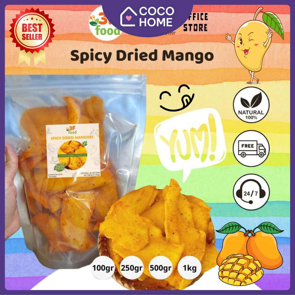 3F FOOD Spicy Dried Mangoes Fruits Salt And Chili from Vietnam 100g ...