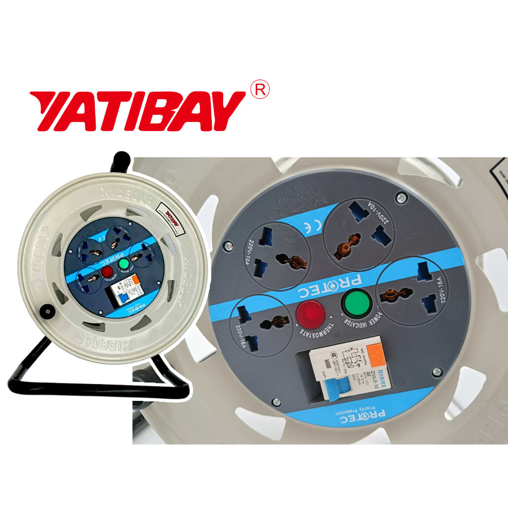 yatibay Power tools cord reel 4 Socket-Outlets extention wire reel ...