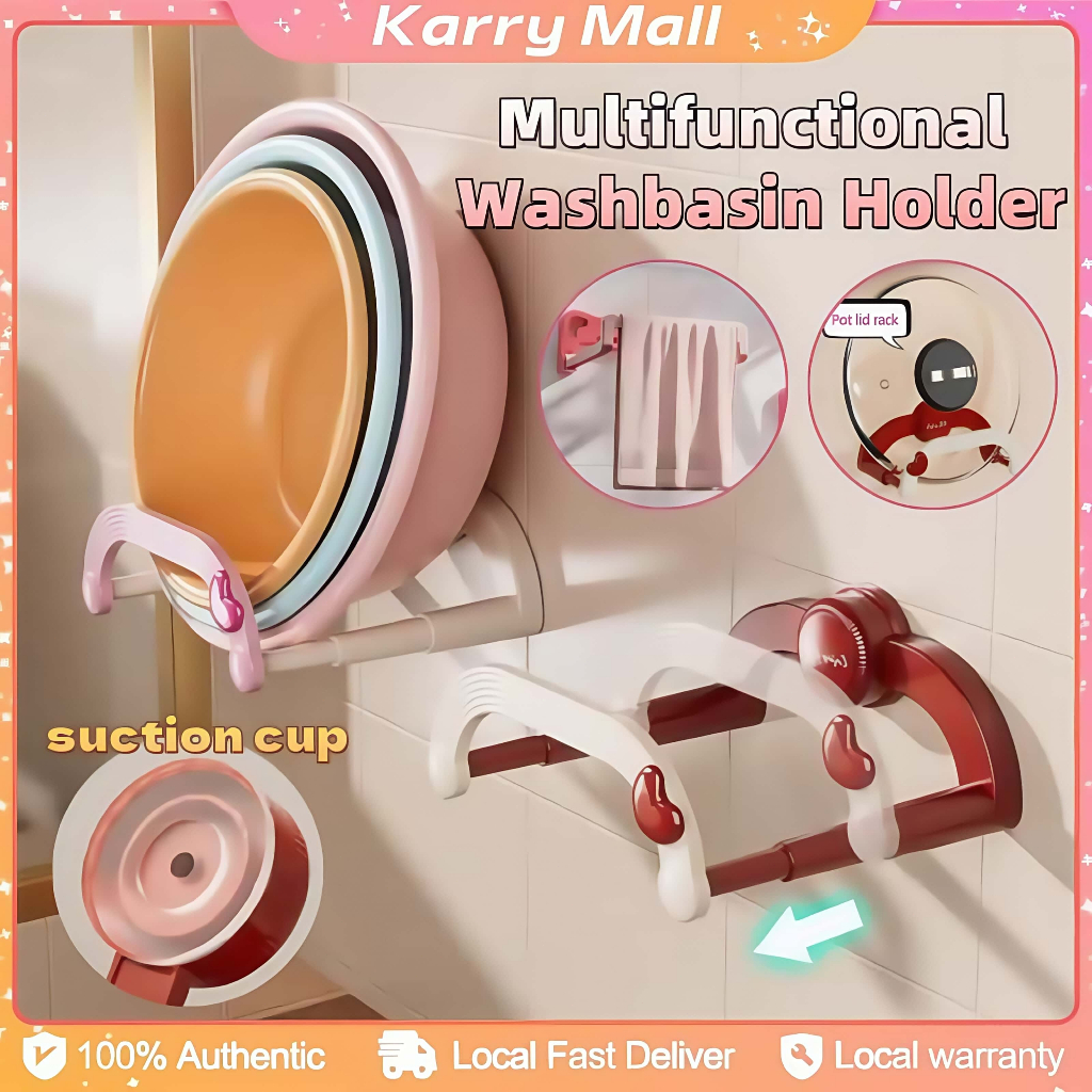 Retractable Suction Cup Wash Basin Holder Wall Mounted Bathroom Basin ...