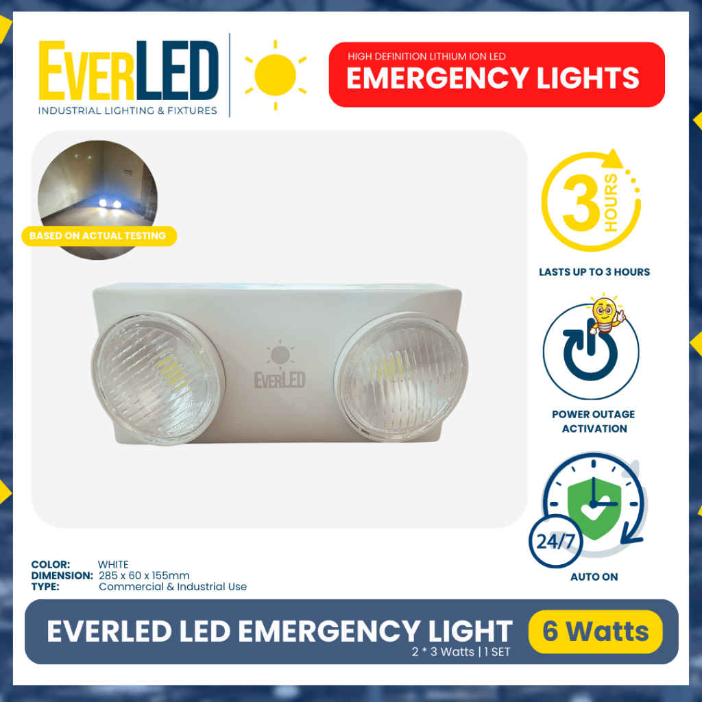 Everled LED Emergency Light - Lithium Ion Technology - [6 Watts] - Wall ...