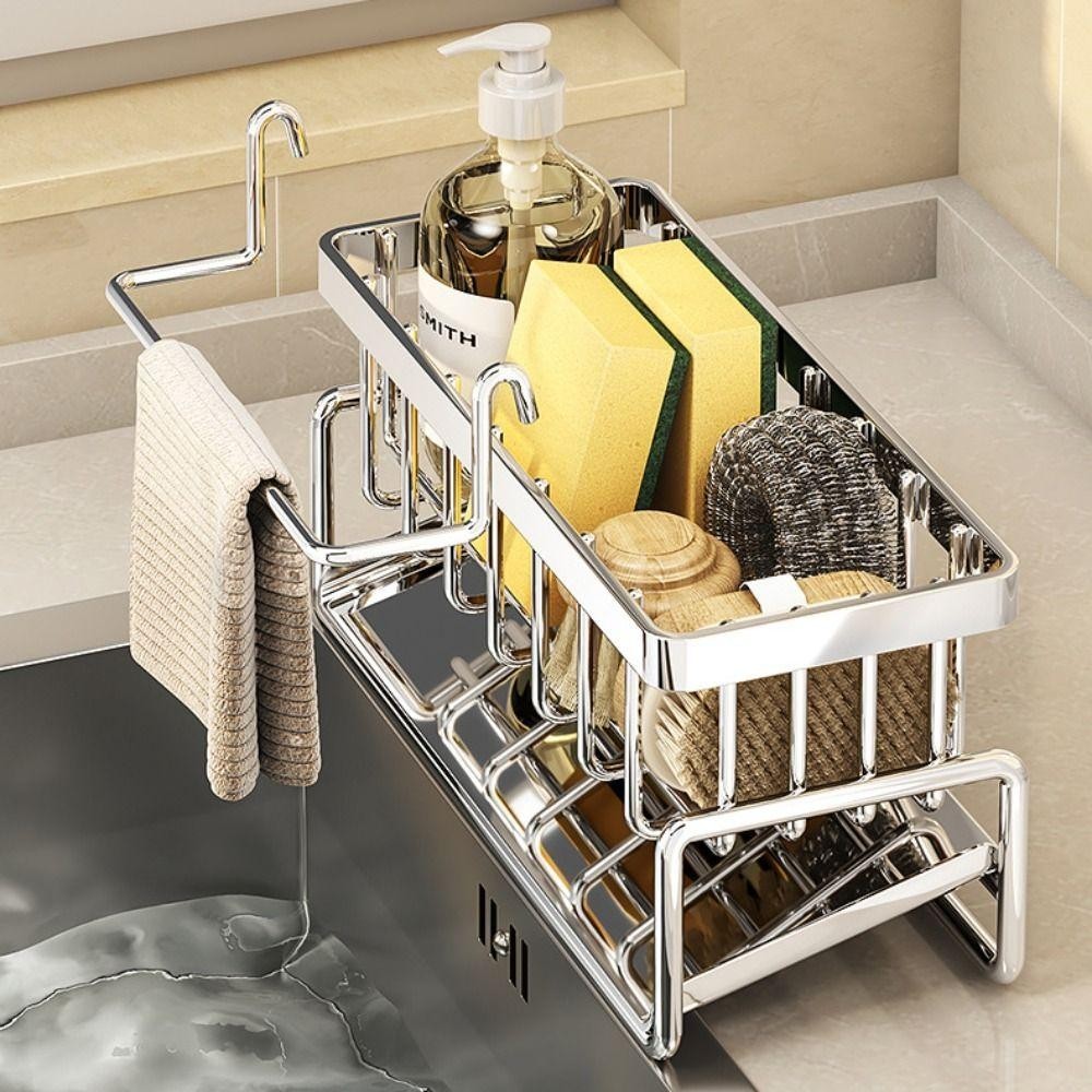 Home Metal Storage Rack Large capacity Multi-functional Sink Cleaning ...