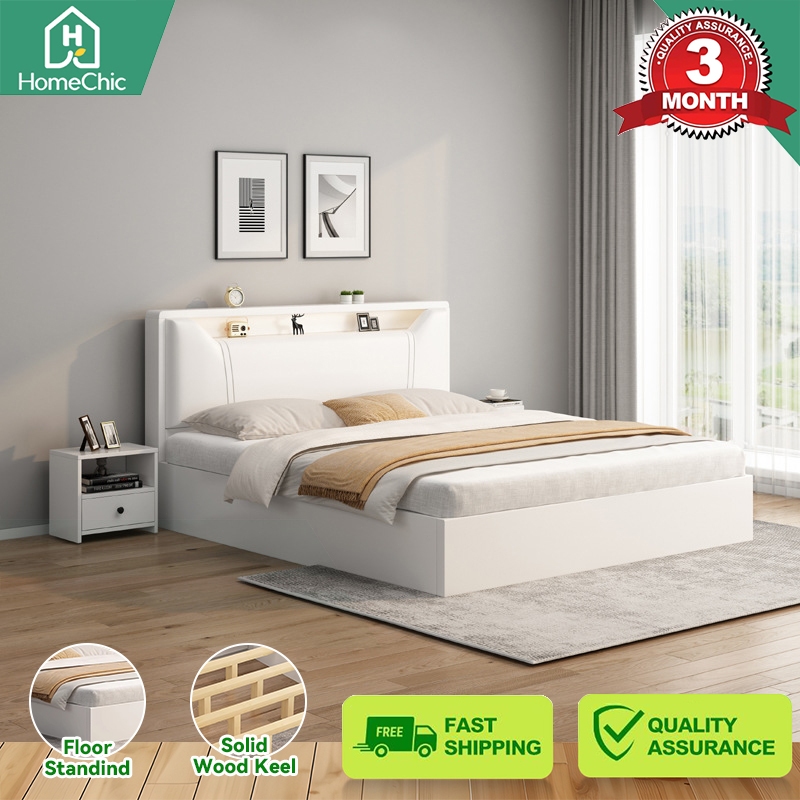 Solid wood bed modern simple all solid wood 2 meter bed home ...