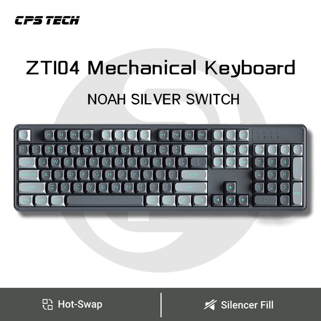 CPSTECH ZT104 Mechanical Keyboard 104-Key White Backlit Wired Hot ...
