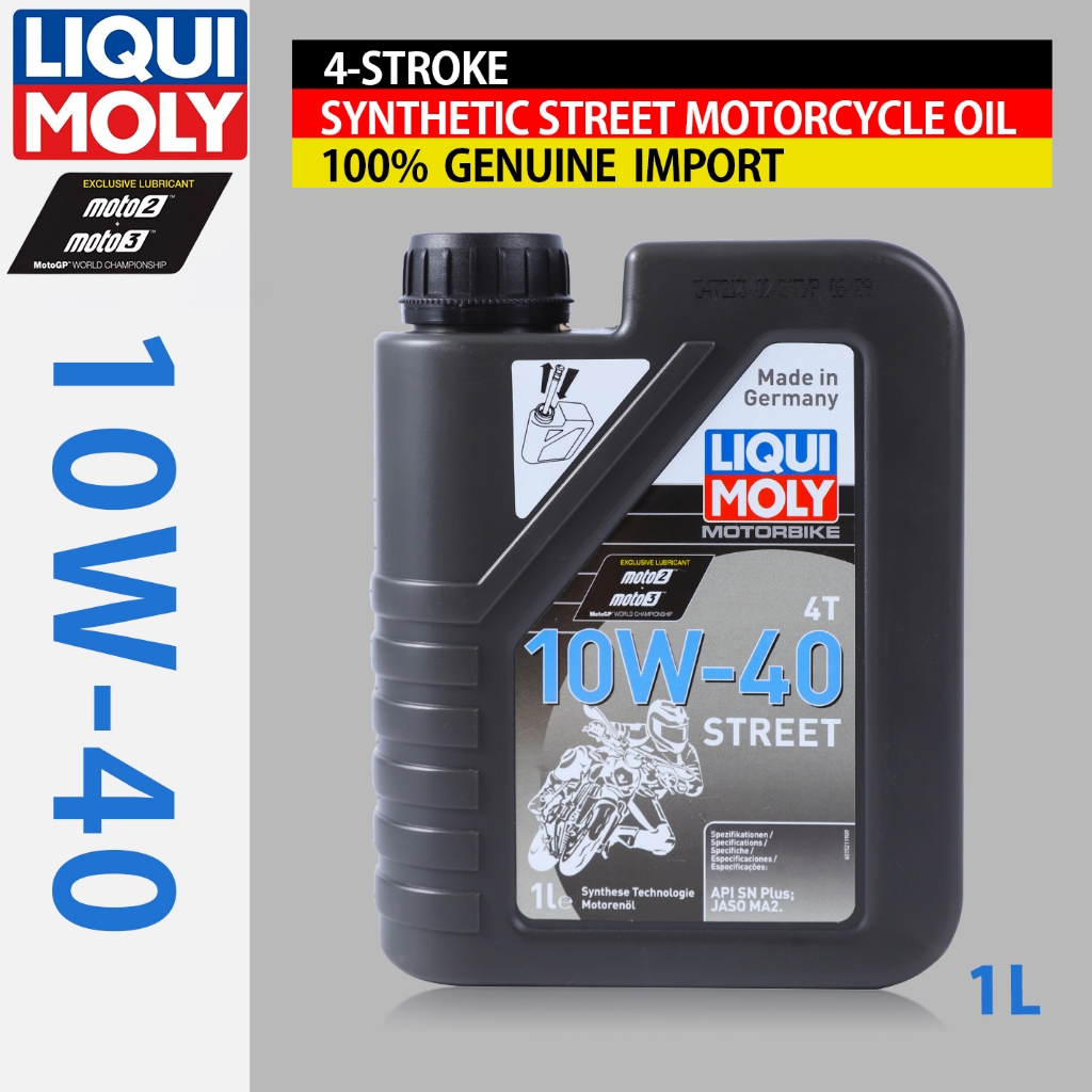 LIQUI MOLY MOTORBIKE 4T 10W-40 1Liter JASO MA2 4-Stroke Fully Synthetic Motorcycle Engine Oil ...