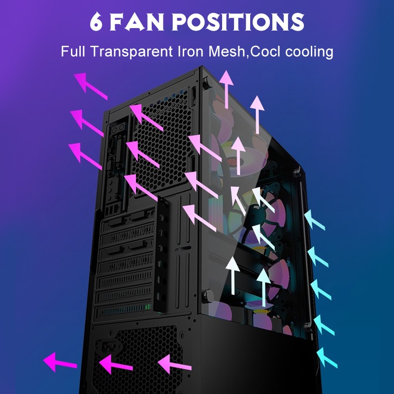 INPLAY Pc Case with Fans Computer Gaming Desktop Matx Table Tempered ...