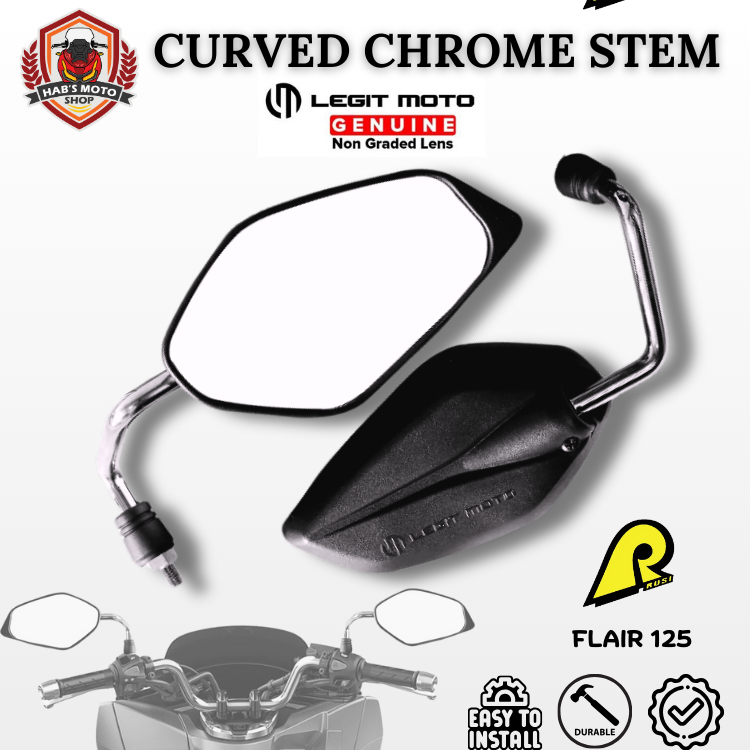 RUSI FLAIR 125 LEGITMOTO Curved Chrome Stem Side Mirror Non-Graded ...