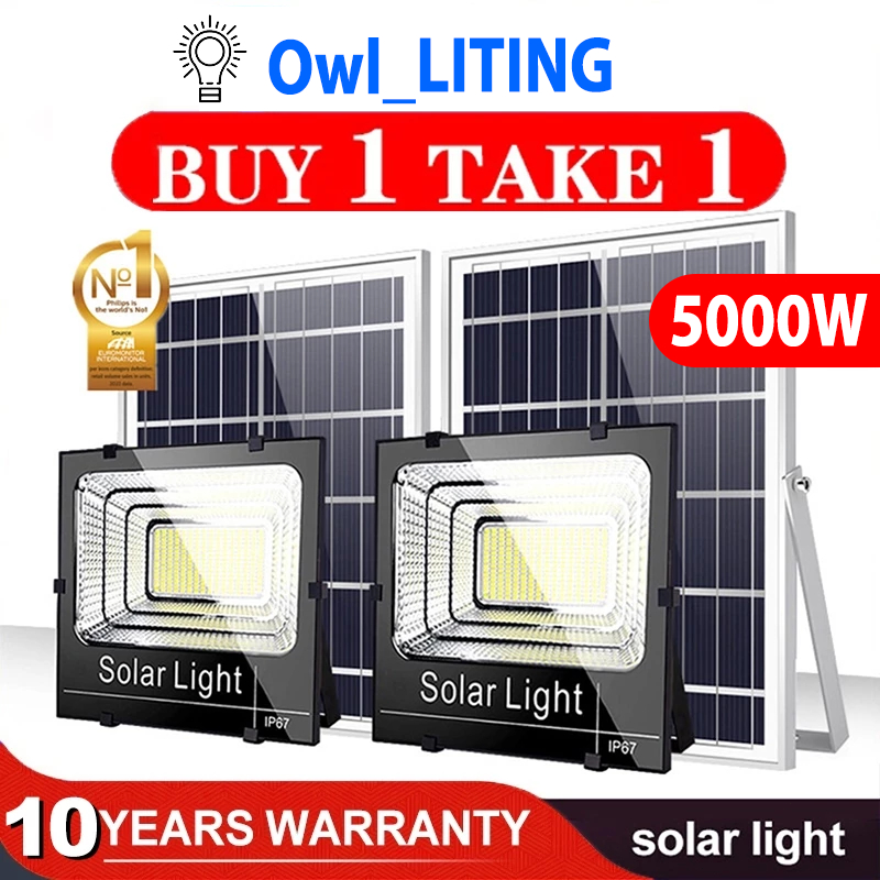 BUY 1 TAKE 1 Solar light outdoor waterproof 5000W LED Flood Light High ...