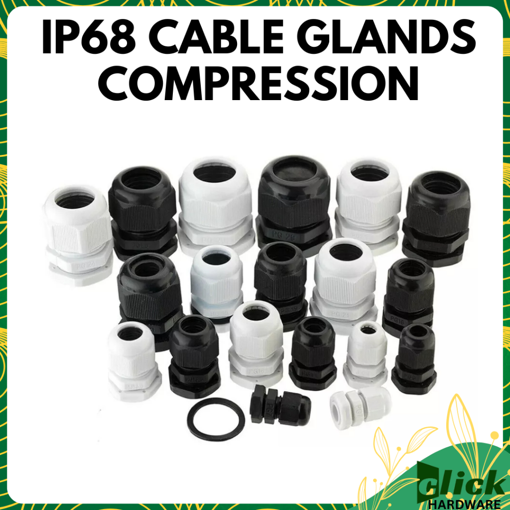 IP68 Black Cable Glands Compression IP For Junction Box 10/12/16/18/20 ...