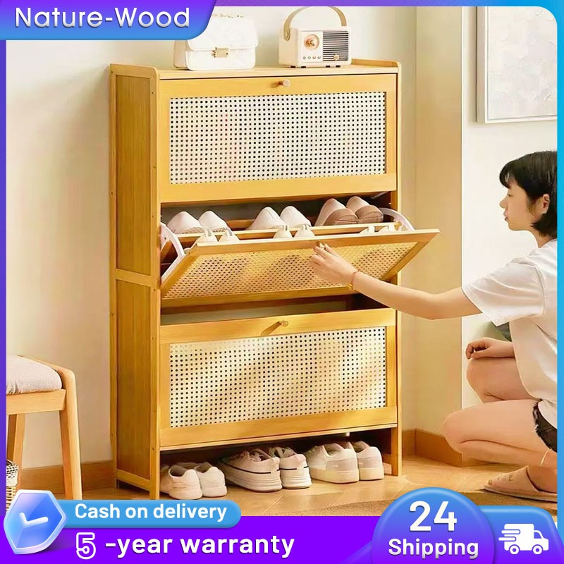Shoe Cabinet Bamboo Shoe Rack Shoe Cabinet 9Layer With Door Storage Box ...