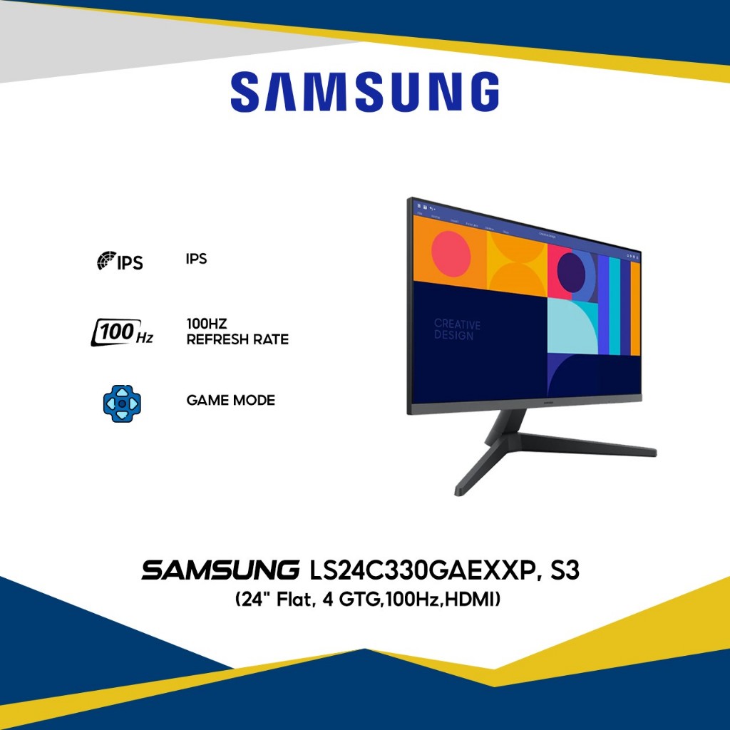 Samsung 24" Essential Monitor S3 (LS24C330GAEXXP, Flat, 4 GTG,100Hz ...