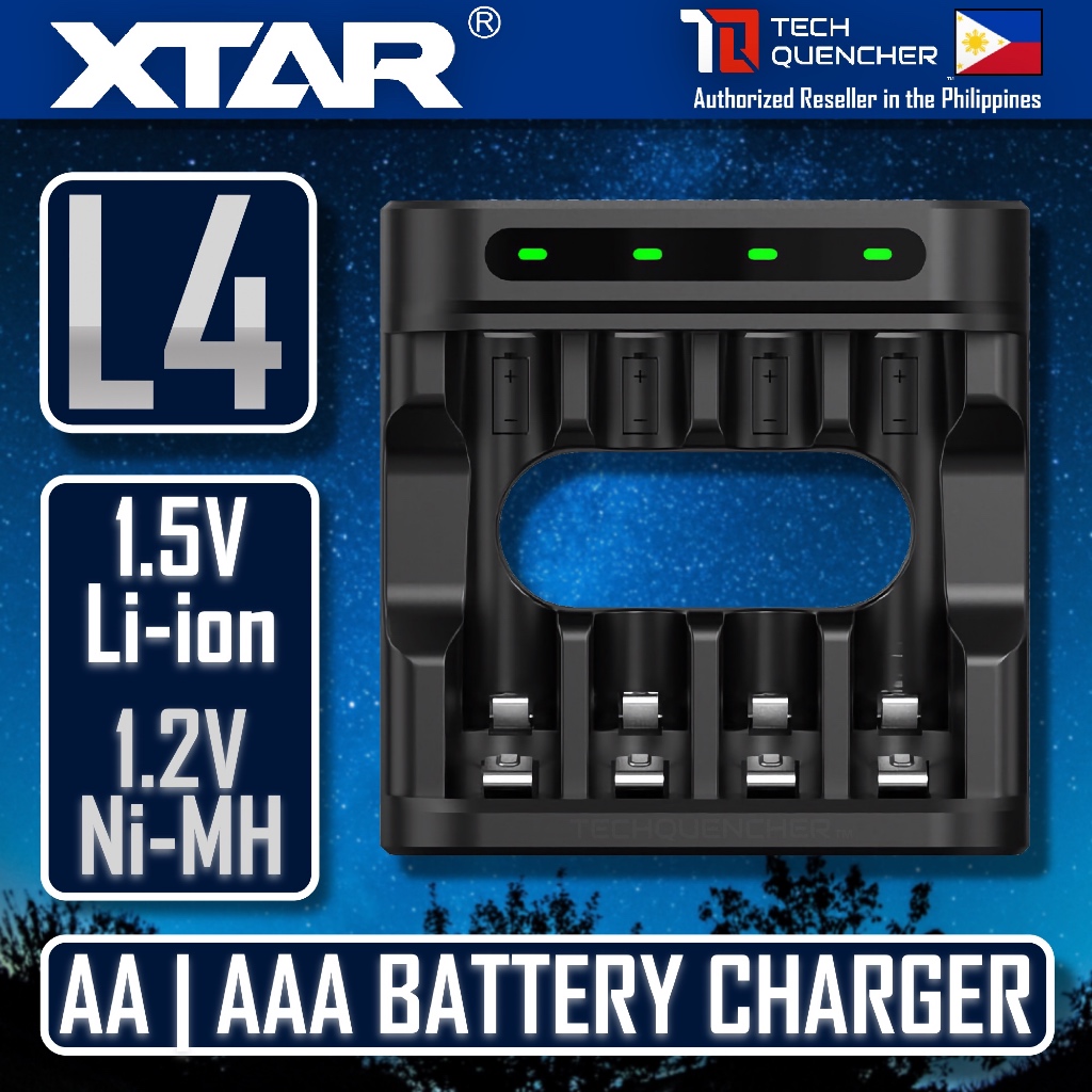 XTAR L4 Battery Charger - USB-C - AA AAA -Mix Charging - 1.5v Li-ion ...