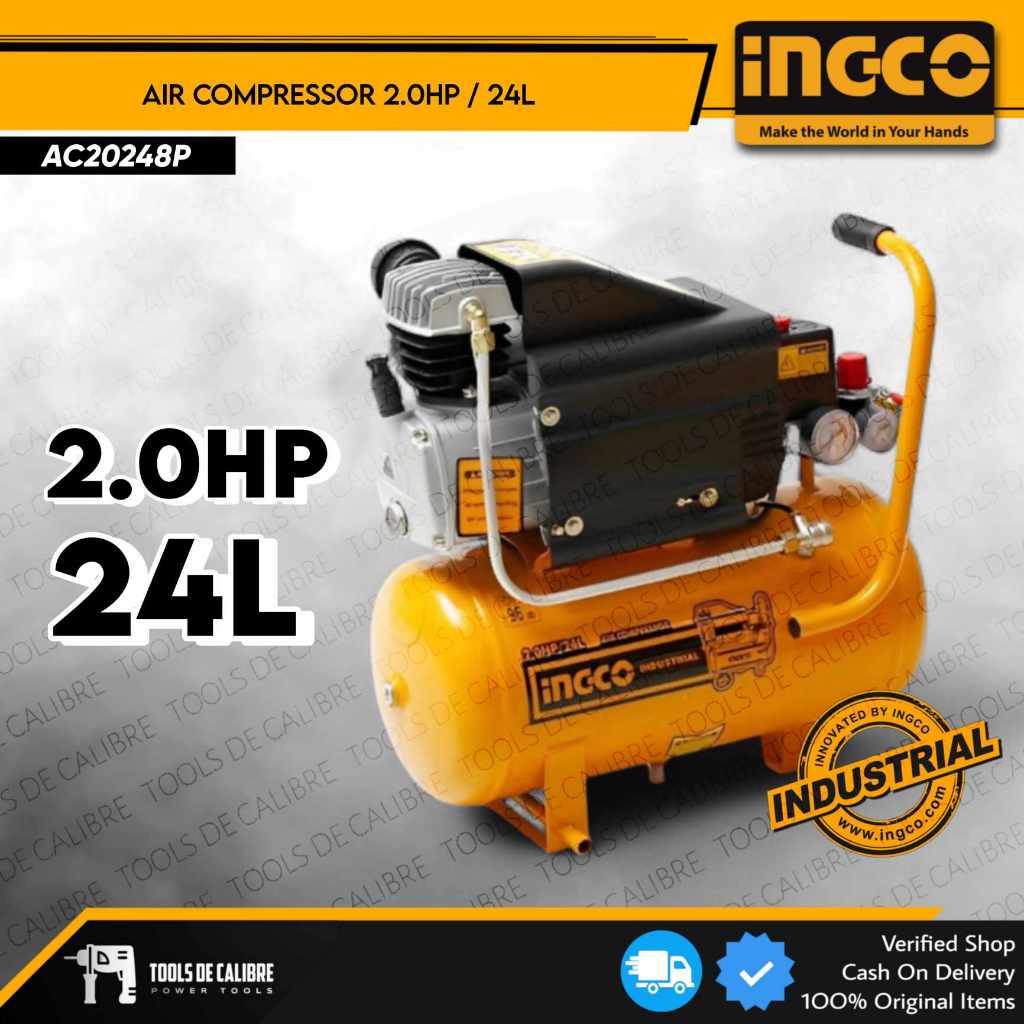 INGCO Industrial Air Compressor 2HP/24L AC20248P | Shopee Philippines