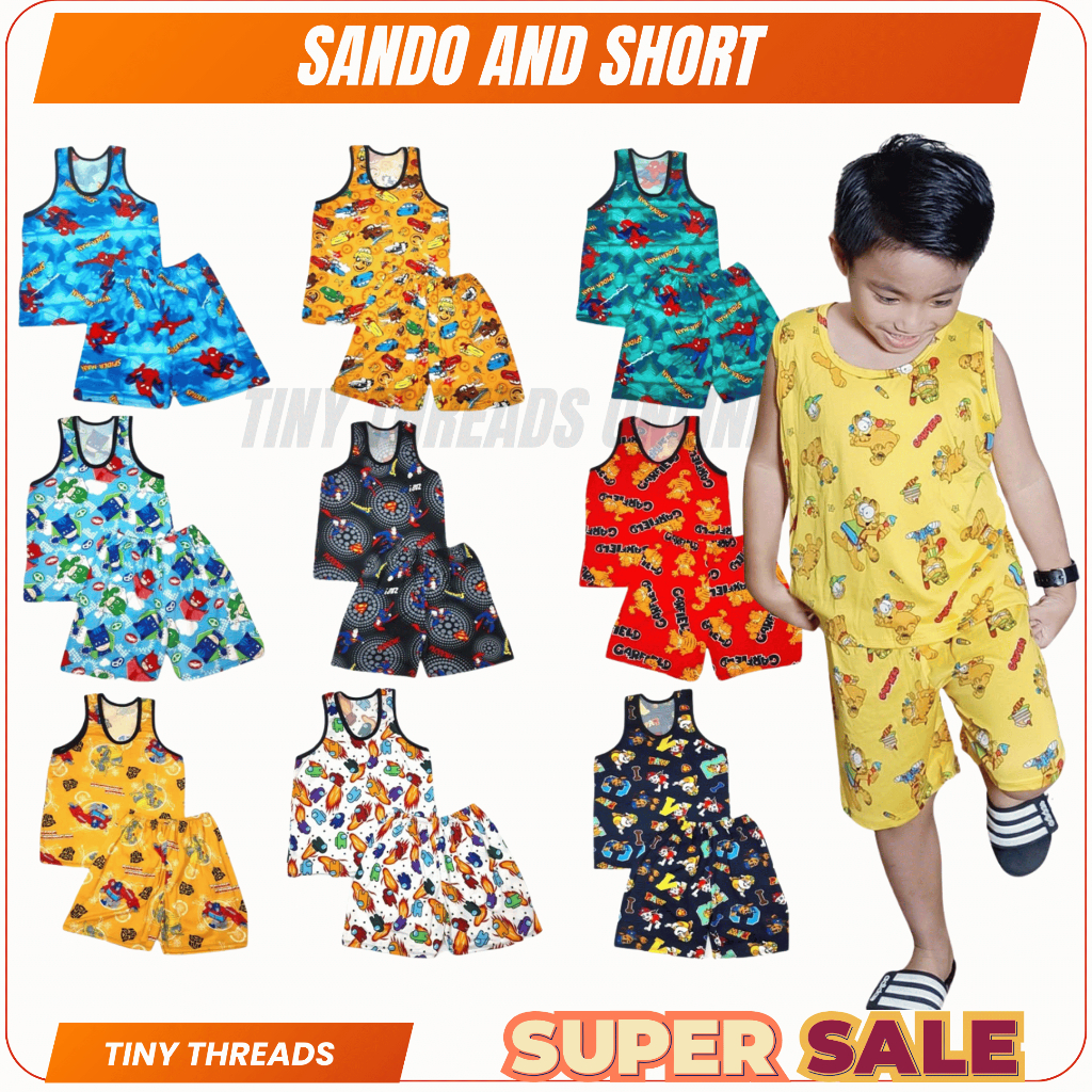 Kids Sando and Short Set | Terno Sando for Kid Boy | Pambahay Terno for ...