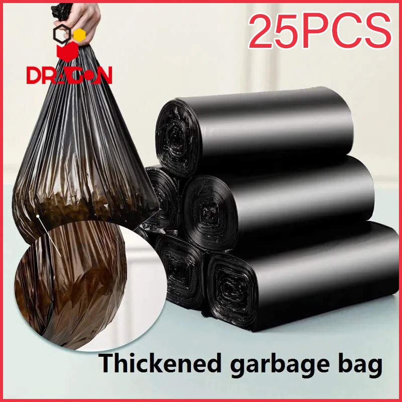 25PCS Garbage Bag Black Thick Disposable Plastic High End Household ...