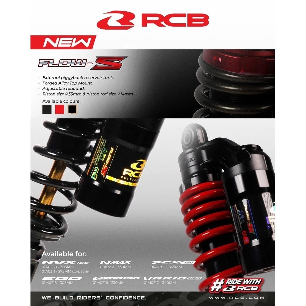 NEW! RCB FLOW S REAR SHOCK MIO / SKYDRIVE/M3/CLICK (305MM)/ (330MM ...