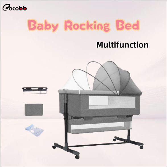 COCOBB Baby Crib Foldable Newborn King Bed Mobile Rocker Crib Liftable ...