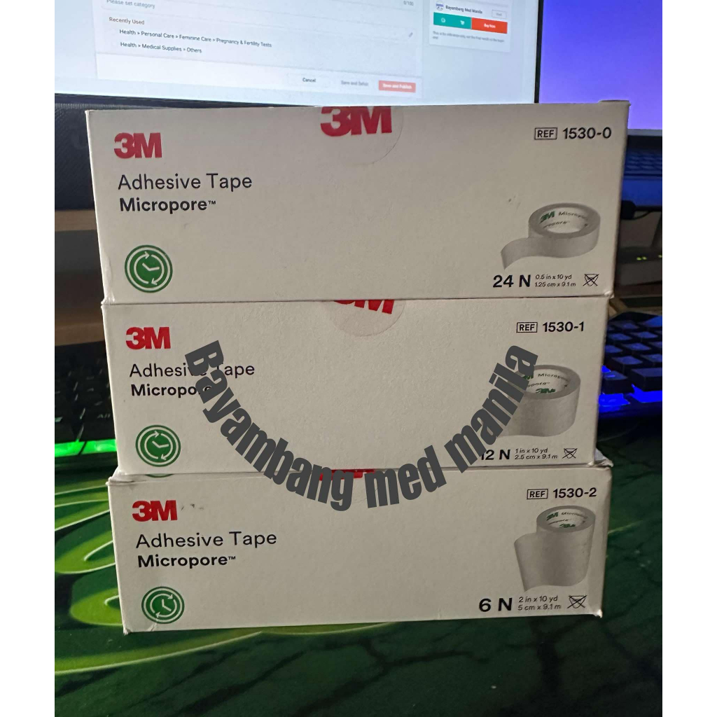 3M MICROPORE ADHESIVE TAPE 1/2Inch, 1inch, 2inches | Micropore 3M Tape sold per box | Shopee ...