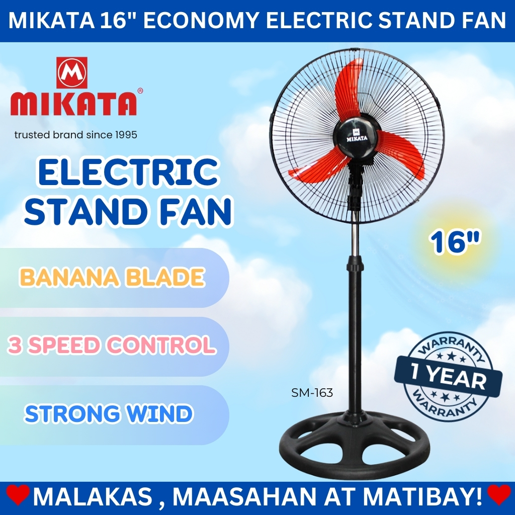 Mikata SM-163 Economy Stand Fan 16 inches 3 Banana Blade Energy Saving ...