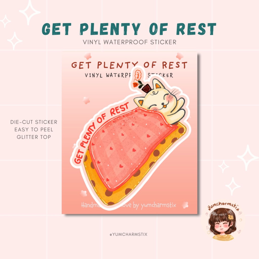Get Plenty of Rest Waterproof Vinyl Sticker Glitter | Laptop Sticker ...