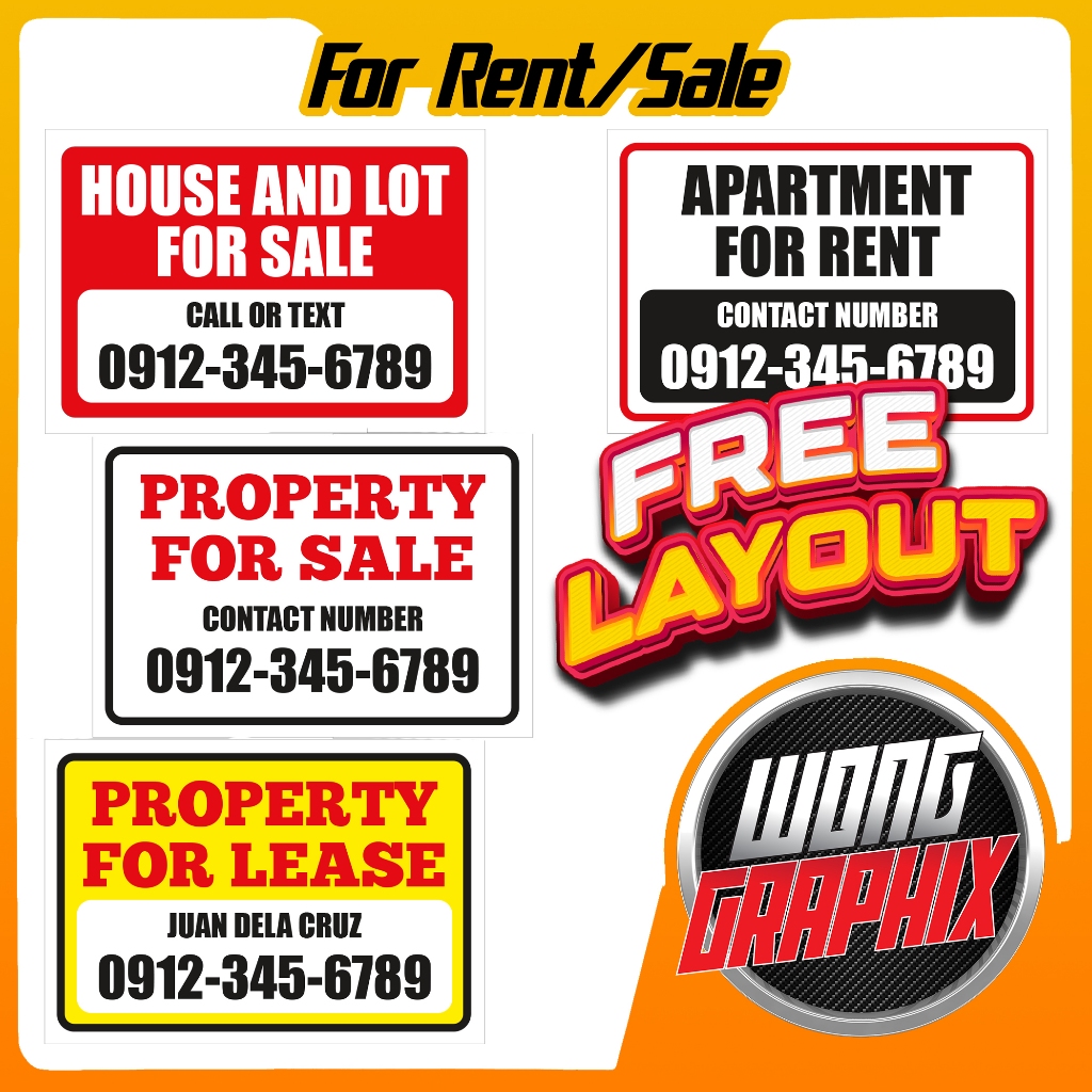 CUSTOMIZED FOR LEASE/FOR SALE SIGNAGE BANNER TARPAULIN FREE LAYOUT 10 ...