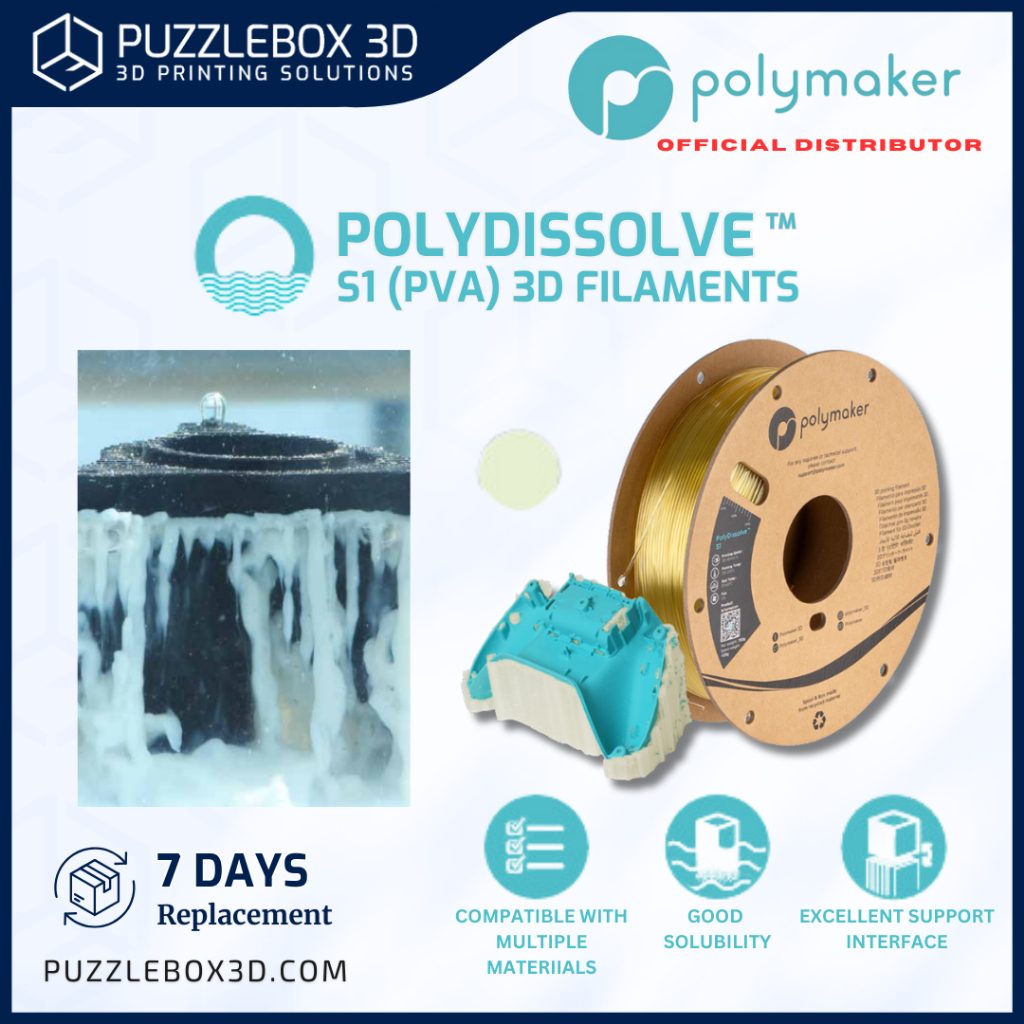 Polymaker PolyDissolve S1 PVA 3D Printing Filament Water Dissolvable Support for PLA TPU PVB ...