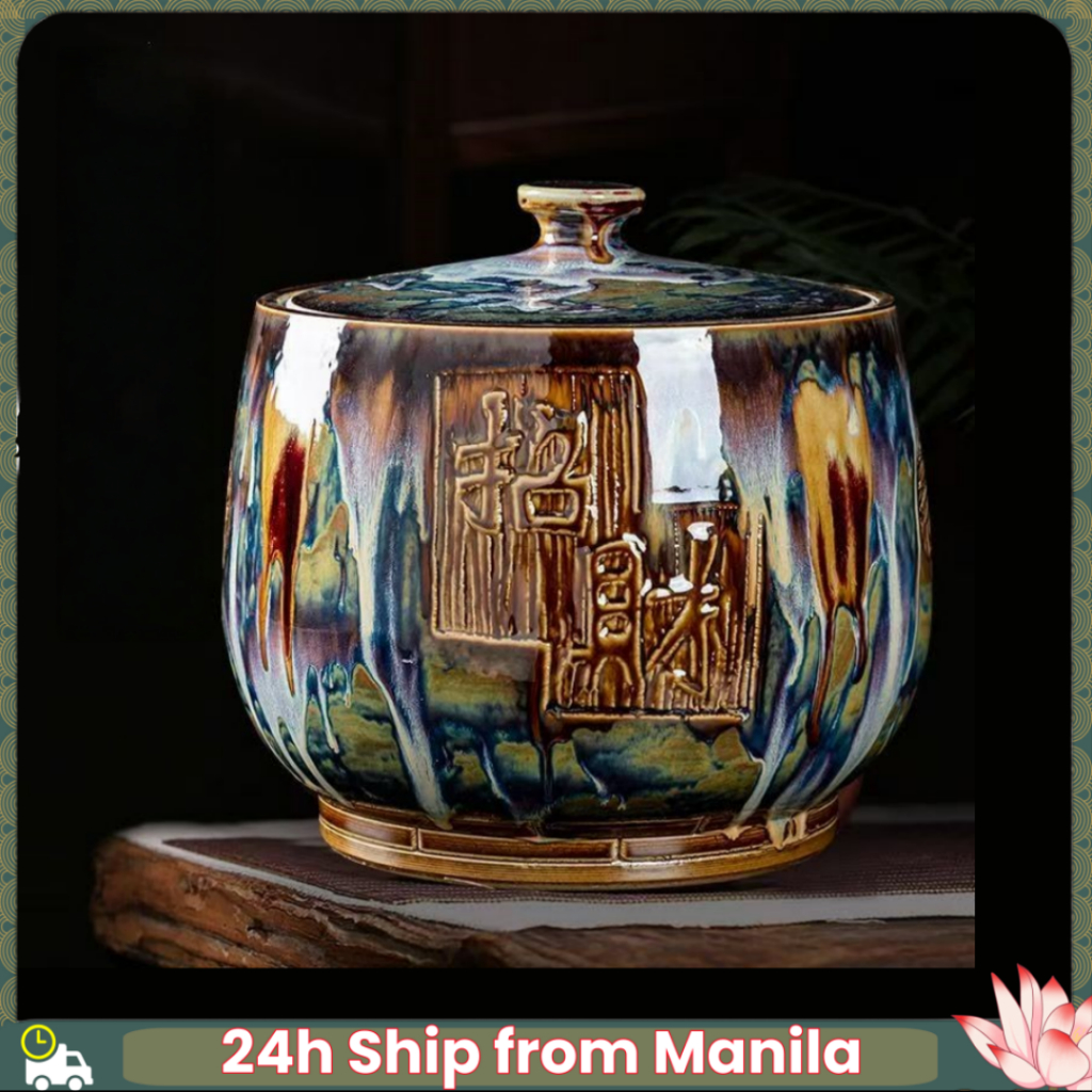 Ceramic rice storage container 5KG/10kilos 15kg porcelain clay jar with ...