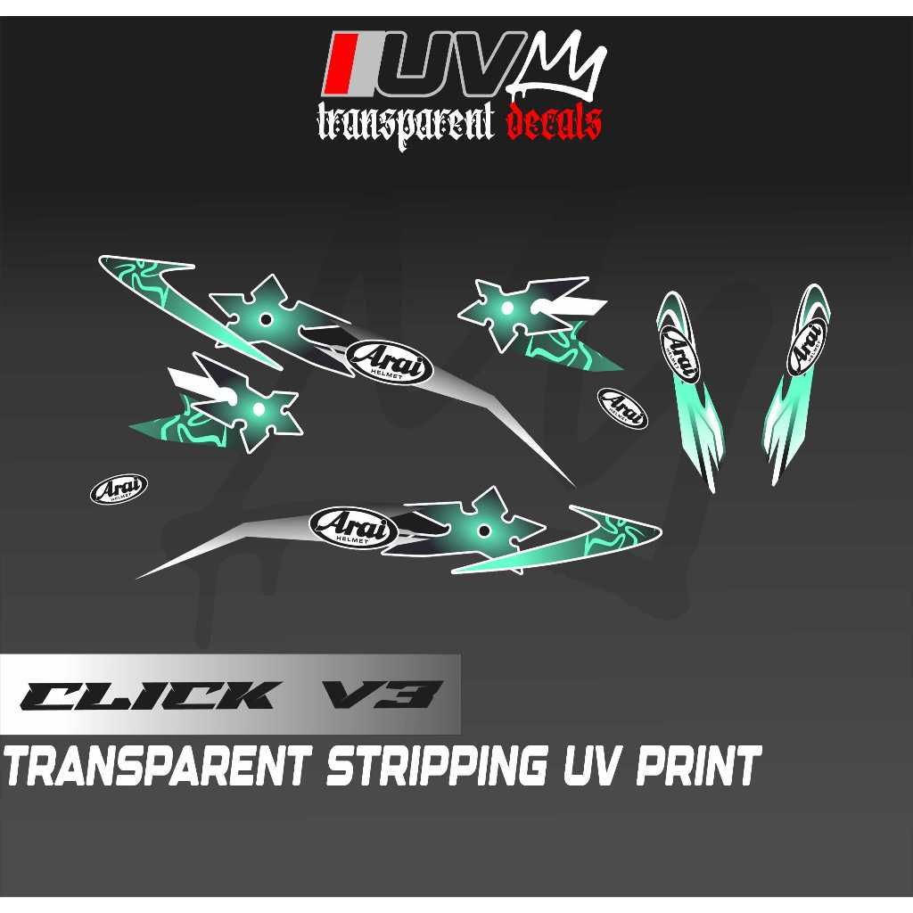HONDA CLICK V3 125 UV TRANSPARENT ARAI DESIGN DECALS | Shopee Philippines