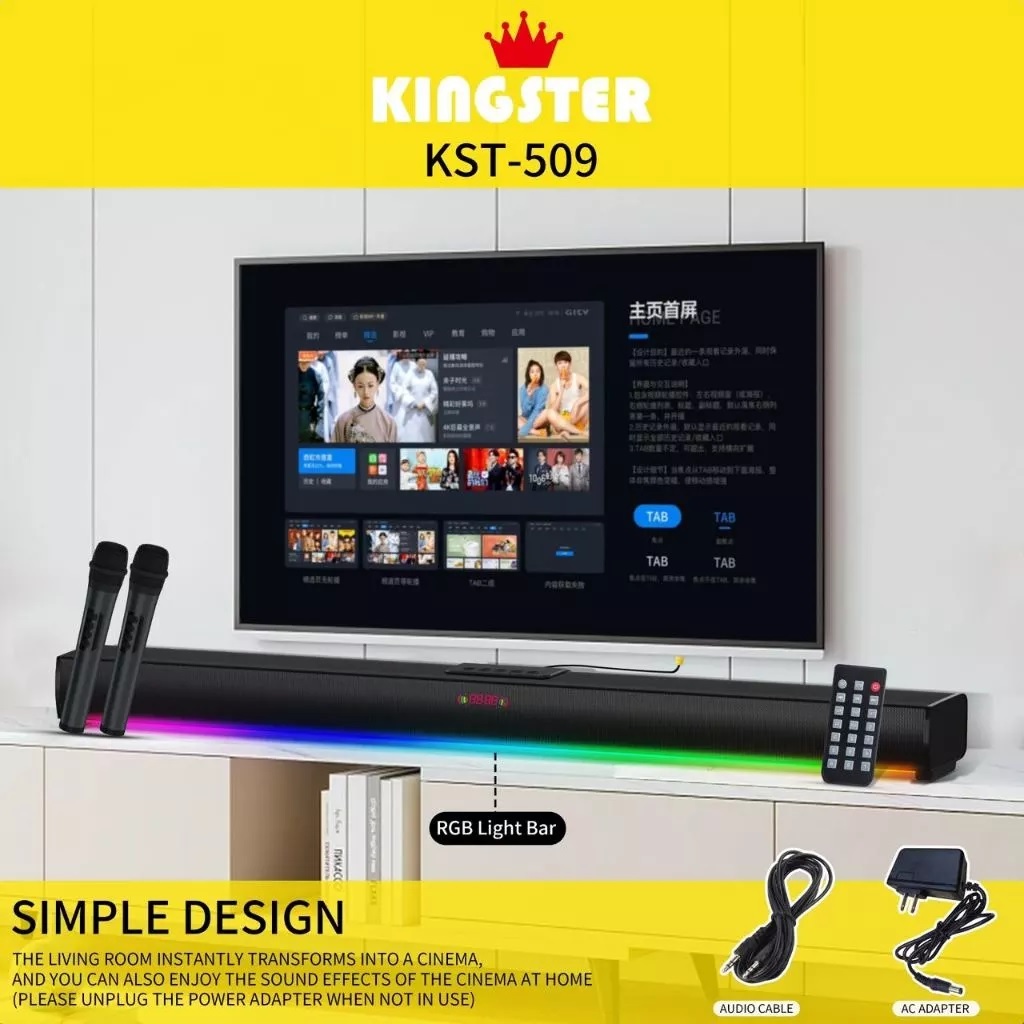 KTS-509 30w Tv Bluetooth Wireless Speaker SoundBar Subwoofer And Smart ...