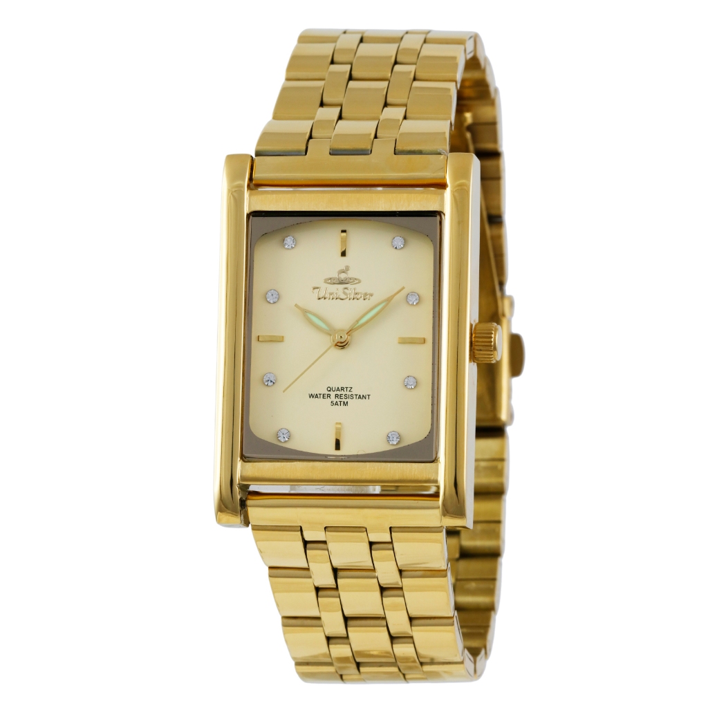 UniSilver TIME Women's Rectangle ALL Gold With Stainless and Luminuos ...
