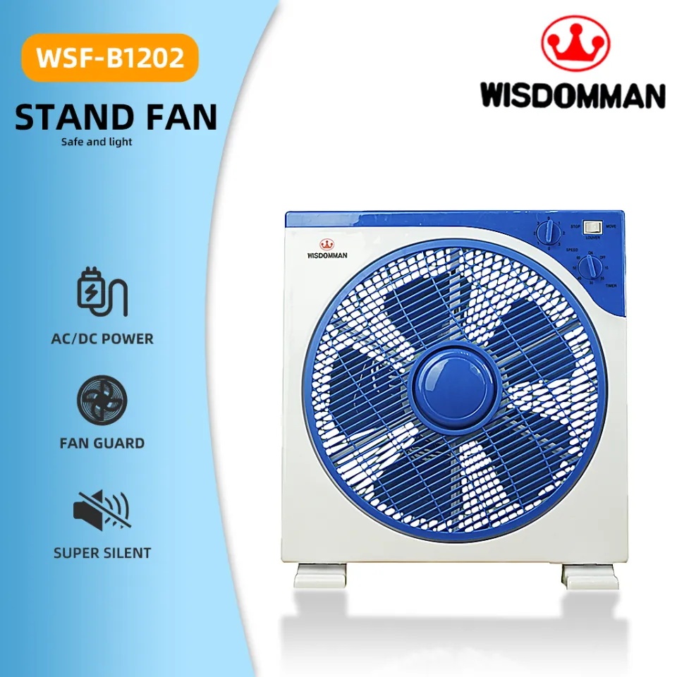 WSF-B1202 Box Fan 12" PP 5-Blade 230V/60Hz Copper Motor 60Min Timer 2-Pin Plug 24H Dispatch ...