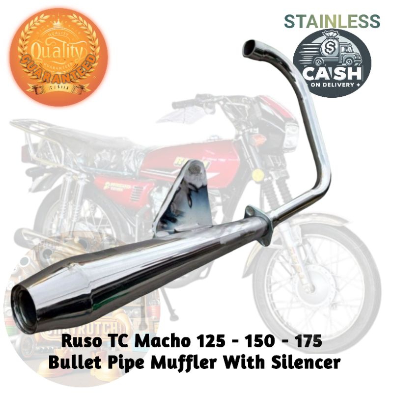 Rusi 125 TC Macho Bullet Pipe Muffler With Silencer (Stainless202 ...