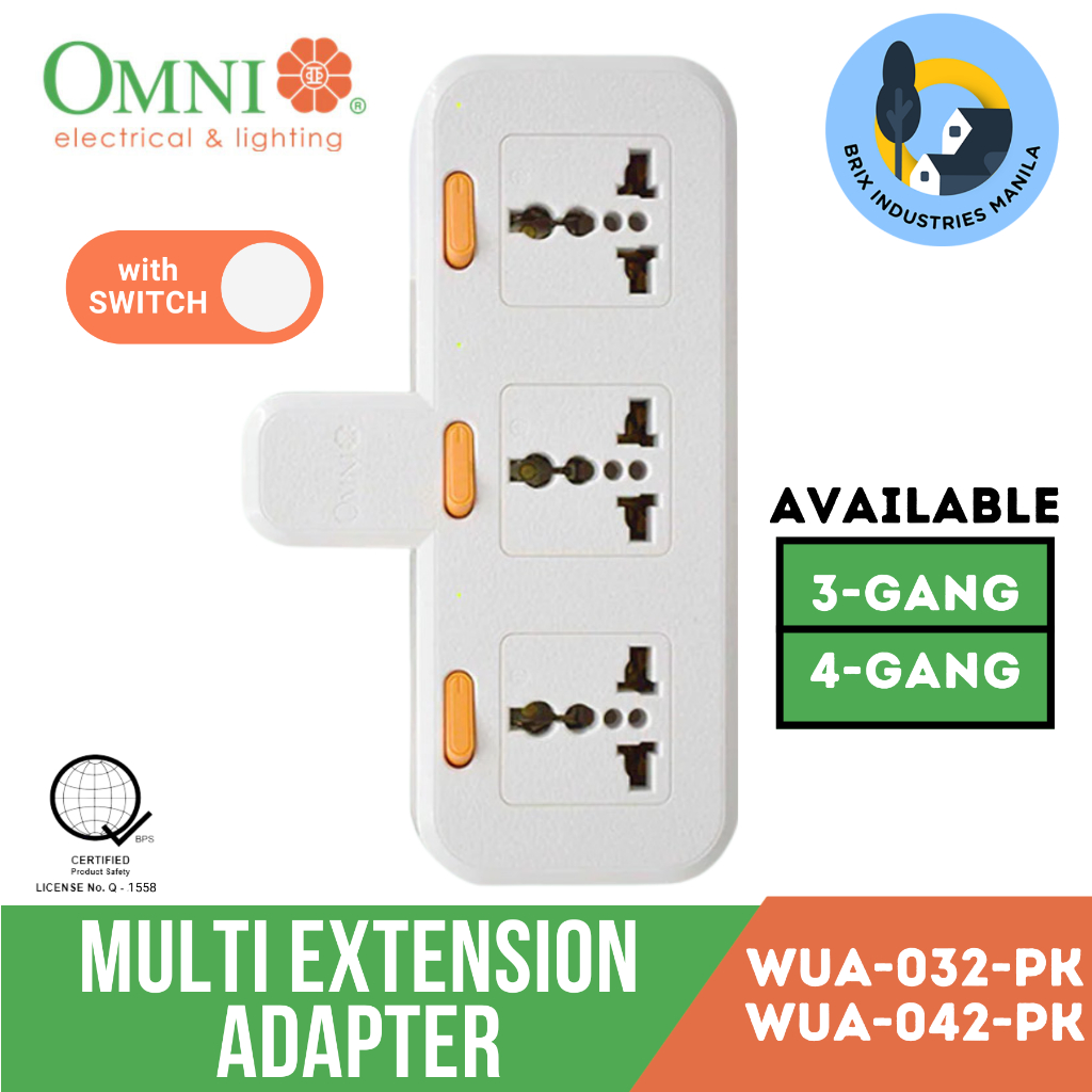Omni 3 Gang 4 Gang Multiple Socket Extension Universal Adapter with ...