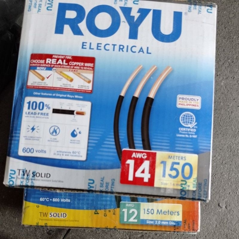 Per 150m royu original tw solid wire AWG wire100%pure copper #14(1.6mm ...