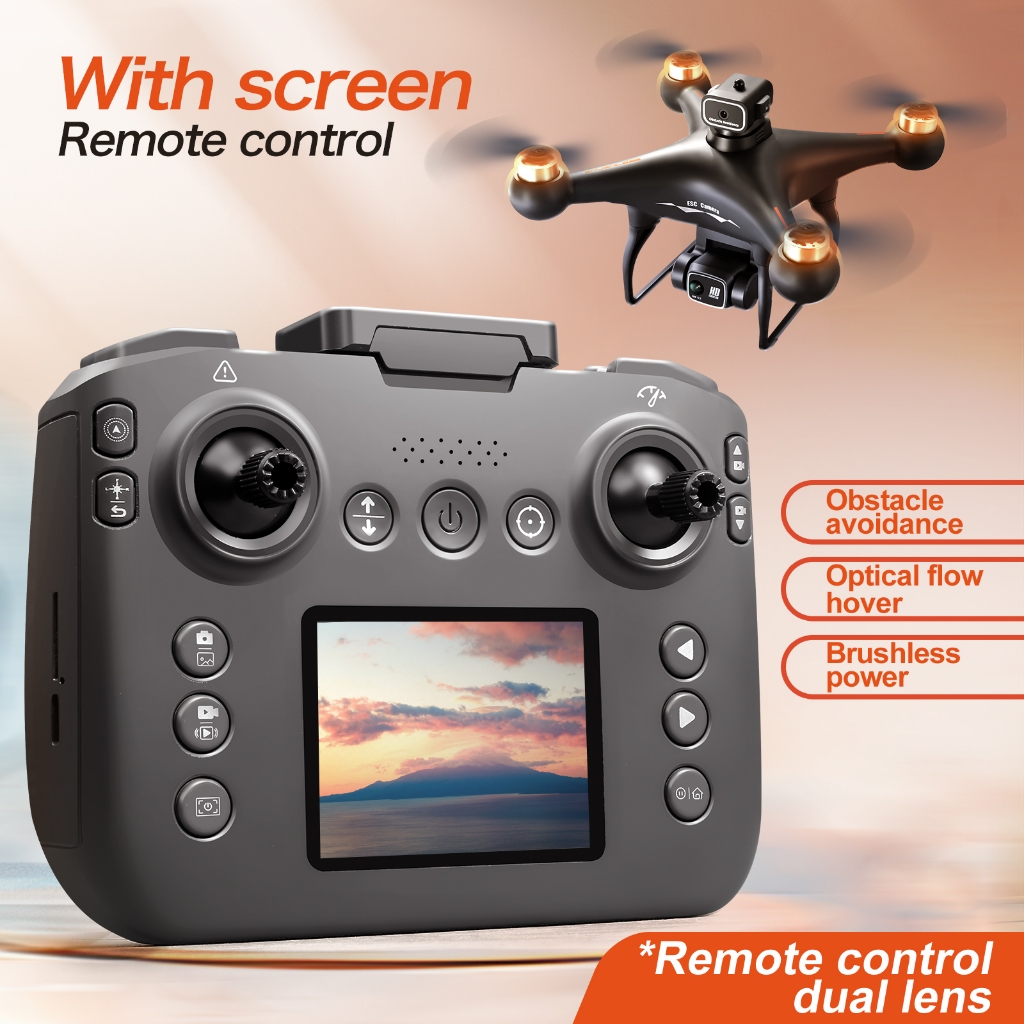 S116 Brushless Drone With Big Screen Display 4K Dual camera Obstacle ...