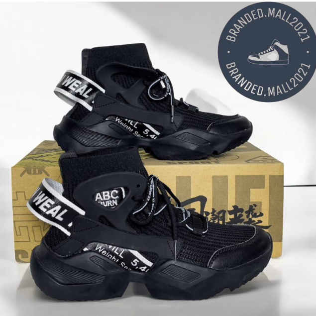 ABC Men's Shoes High Quality Hi-Top Shoes BLACK | Shopee Philippines