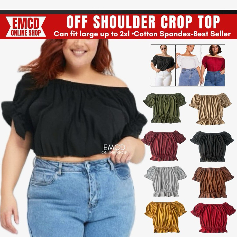 Plus Size Diane Garter Off Shoulder Semi Crop Top | Shopee Philippines