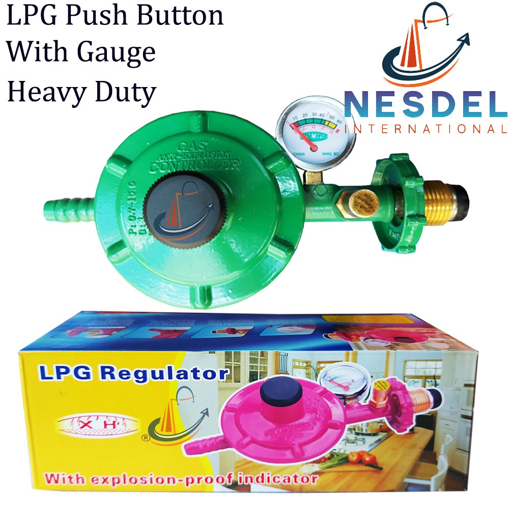 PUSH Button Safety Pin LPG Regulator with gauge gasbooster Heavy Duty I ...