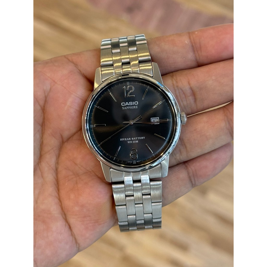 ORIGINAL CASIO Analog Black Dial Sapphire Glass Men's Watch MTS-110D-1A ...