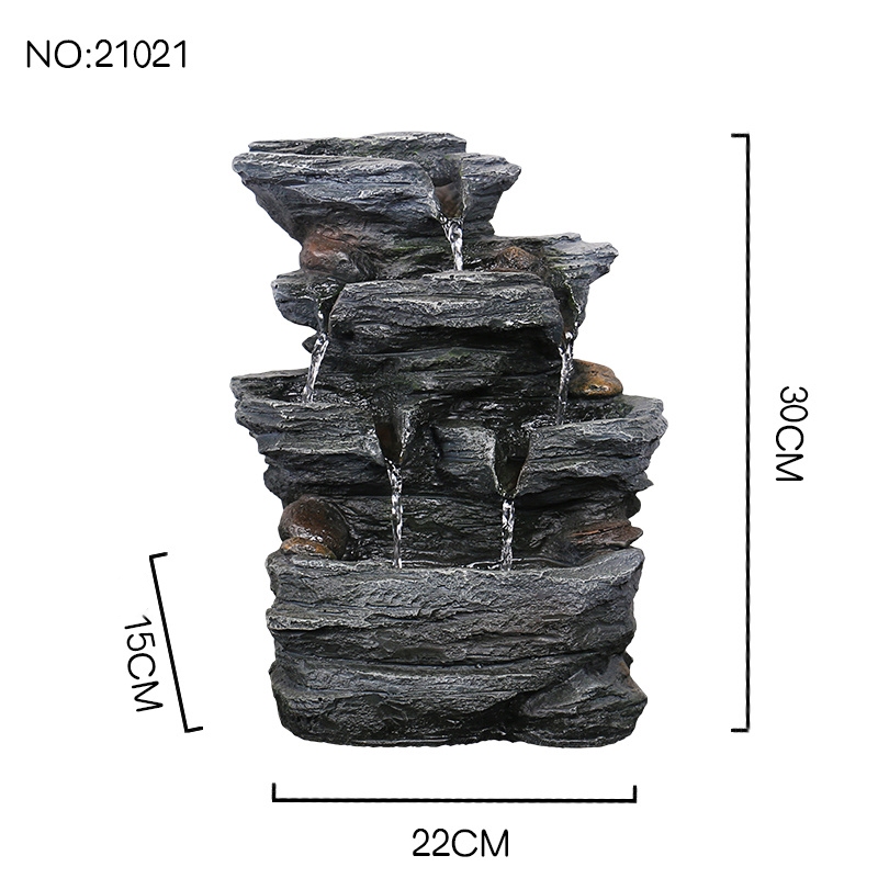 Five Stream Rock Cavern Tabletop Fountain Tiered Desktop Water Feature ...