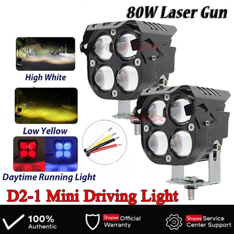 D2-1 Laser Gun Motorcycle Mini Driving Light Auxiliary Light Angel Eyes ...