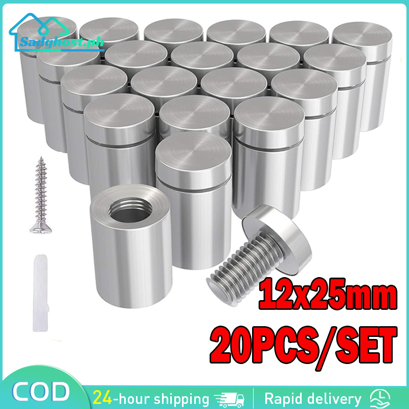 20Pcs 12x25mm Glass Stainless Steel Standoff Bolt Standoff Screws for ...