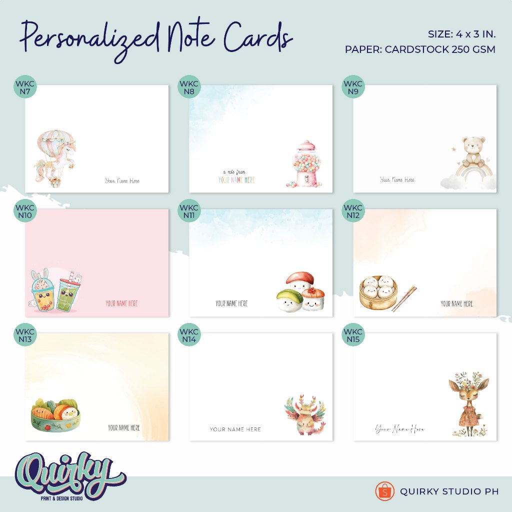 KID/CHILDREN DESIGNS - Personalized 4x3 Note Cards OR Mini Cards / Tags ...