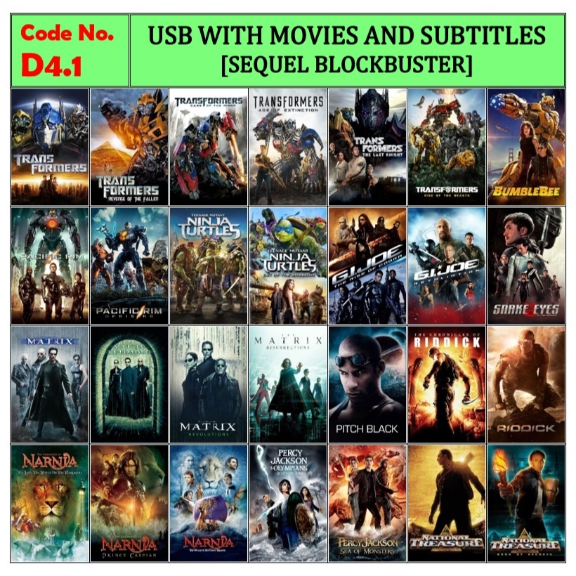 Flash Drive With Sequel Blockbuster Movies Subtitle Included Code No ...