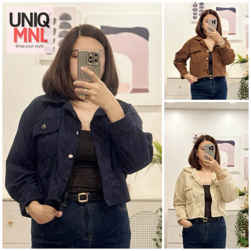 UNIQ.MNL Julie Corduroy Semi Crop Top Jacket for Women | FREESIZE ...