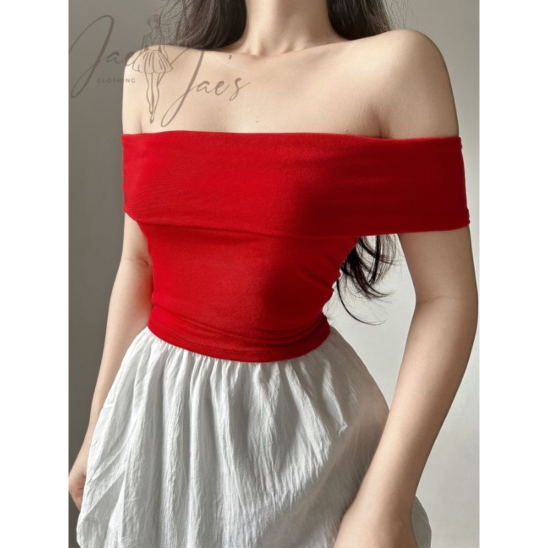 Hannie Basic Cotton Off Shoulder Crop Top For Women | Shopee Philippines